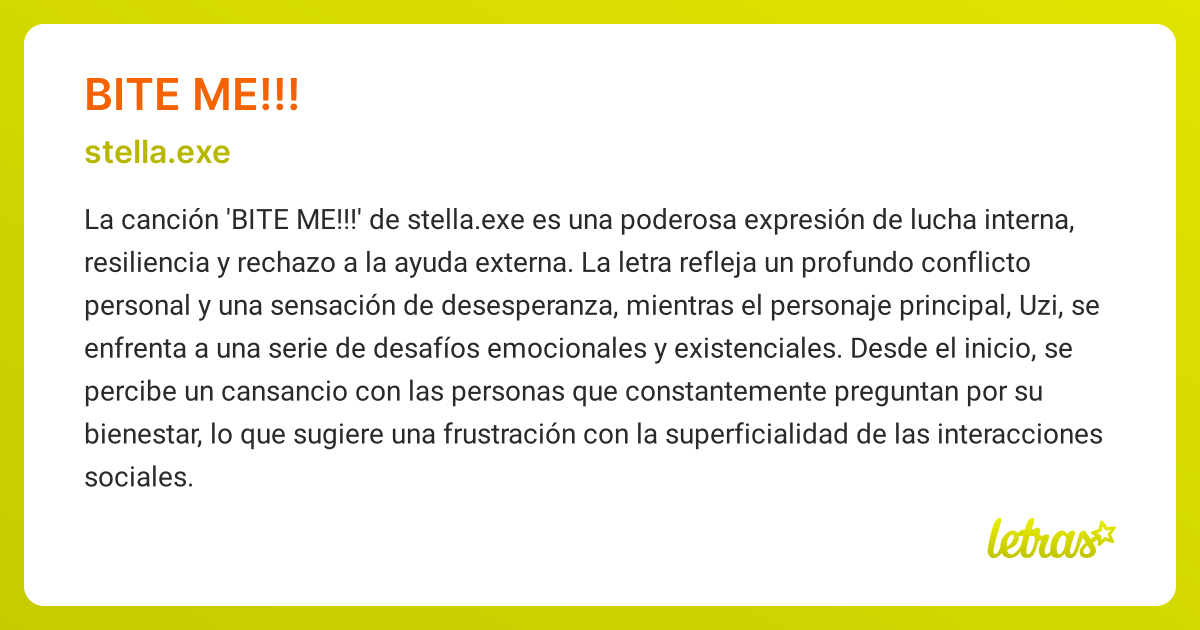 Significado de la canción BITE ME!!! (stella.exe) - LETRAS.COM