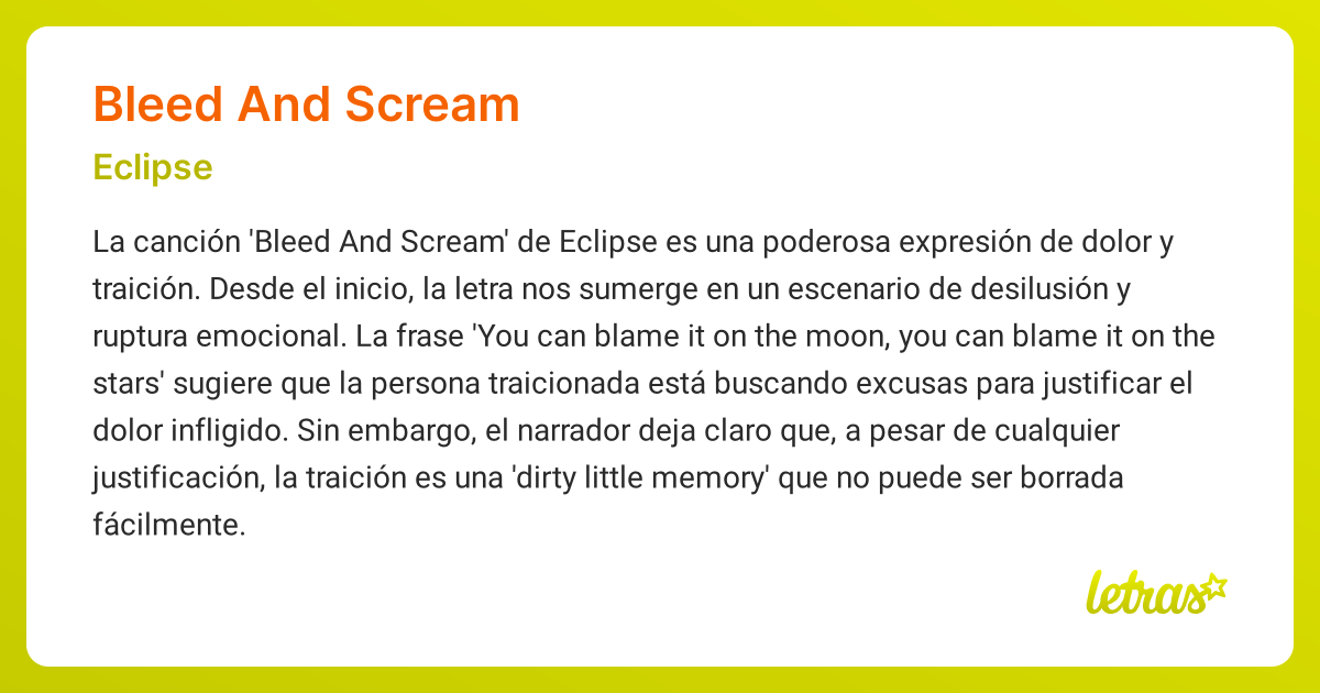 Significado de la canción BLEED AND SCREAM (Eclipse) - LETRAS.COM