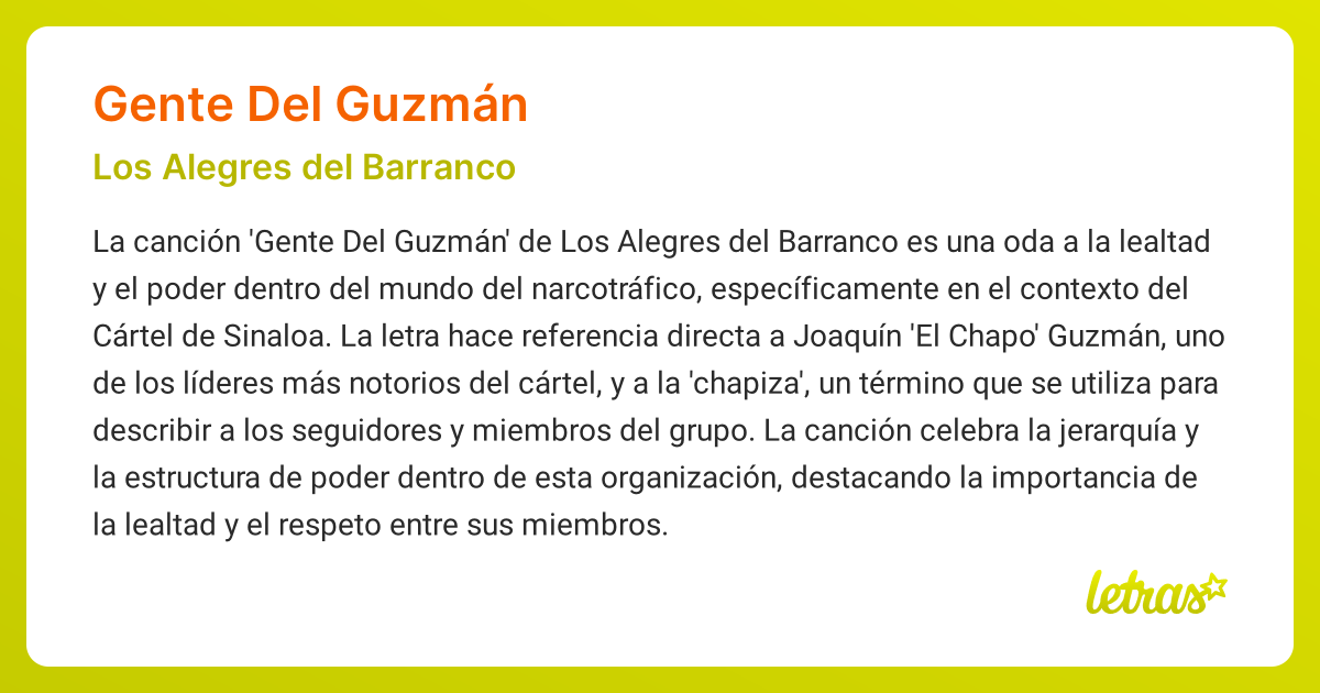 Significado de la canción GENTE DEL GUZMÁN (Los Alegres del Barranco ...