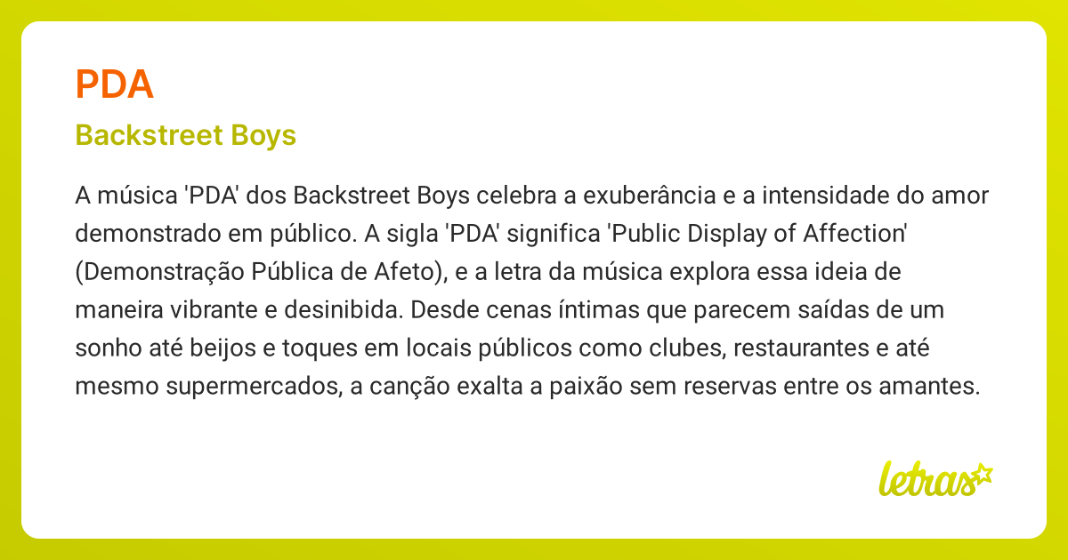 Significado da música PDA (Backstreet Boys) - LETRAS.MUS.BR