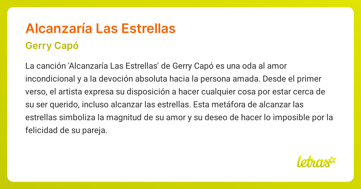 Significado de la canción ALCANZARÍA LAS ESTRELLAS (Gerry Capó ...