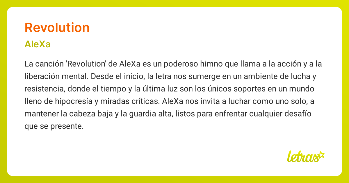 Significado de la canción REVOLUTION (AleXa) - LETRAS.COM