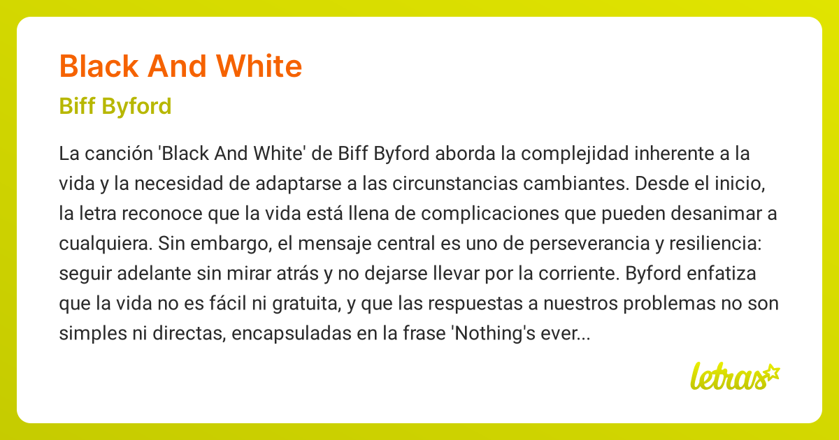 Significado de la canción BLACK AND WHITE (Biff Byford) - LETRAS.COM