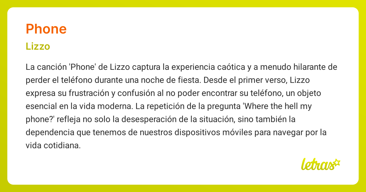 Significado de la canción PHONE (Lizzo) - LETRAS.COM