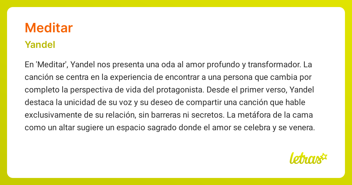 Significado de la canción MEDITAR (Yandel) - LETRAS.COM
