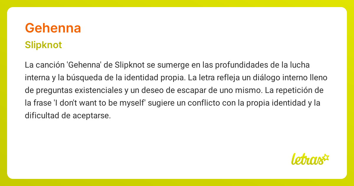 Significado de la canción GEHENNA (Slipknot) - LETRAS.COM