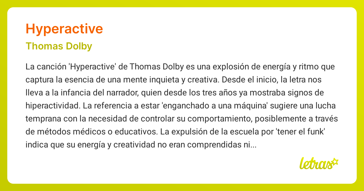Significado de la canción HYPERACTIVE (Thomas Dolby) - LETRAS.COM