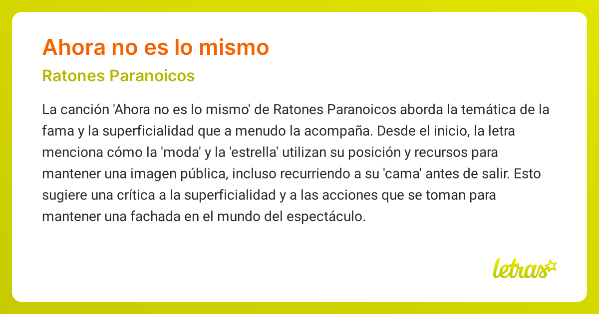 Significado de la canción AHORA NO ES LO MISMO (Ratones Paranoicos ...