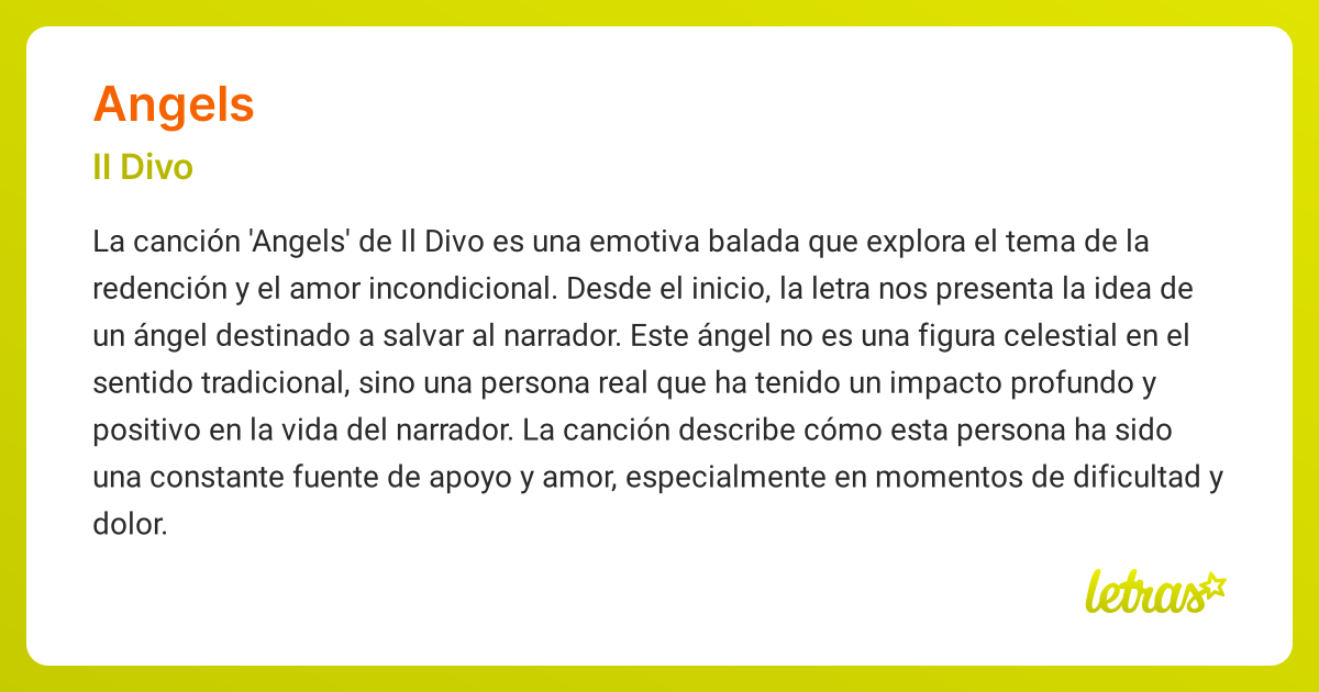 Significado de la canción ANGELS (Il Divo) - LETRAS.COM