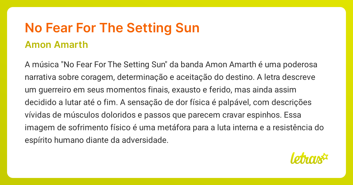 Significado da música NO FEAR FOR THE SETTING SUN (Amon Amarth ...