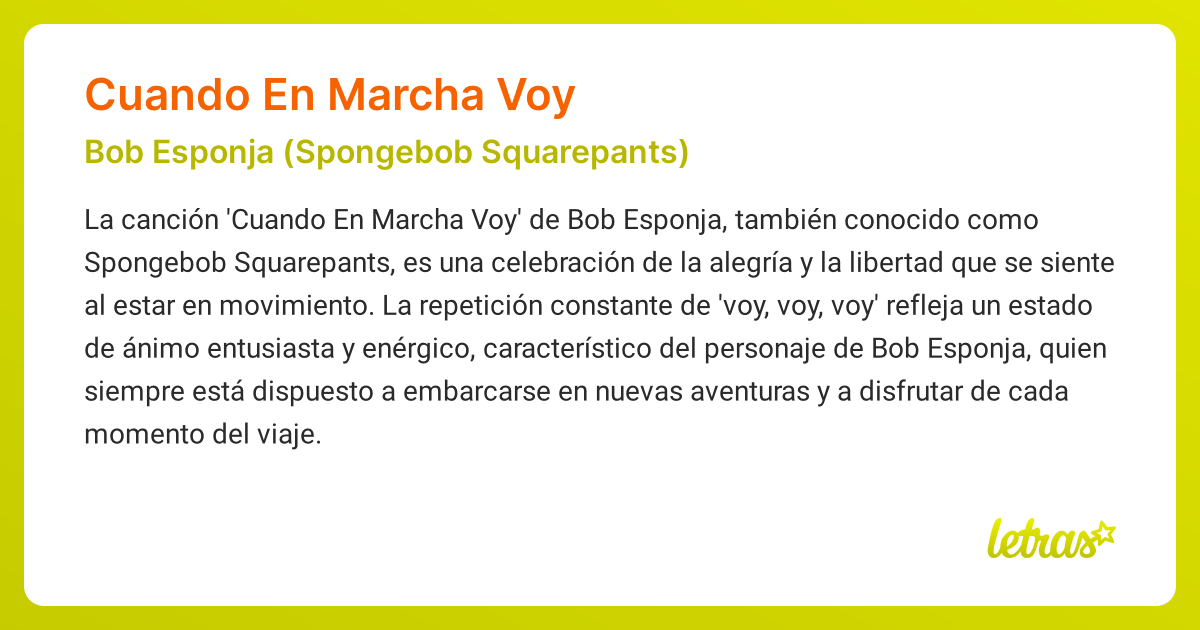Significado de la canción CUANDO EN MARCHA VOY (Bob Esponja (Spongebob ...