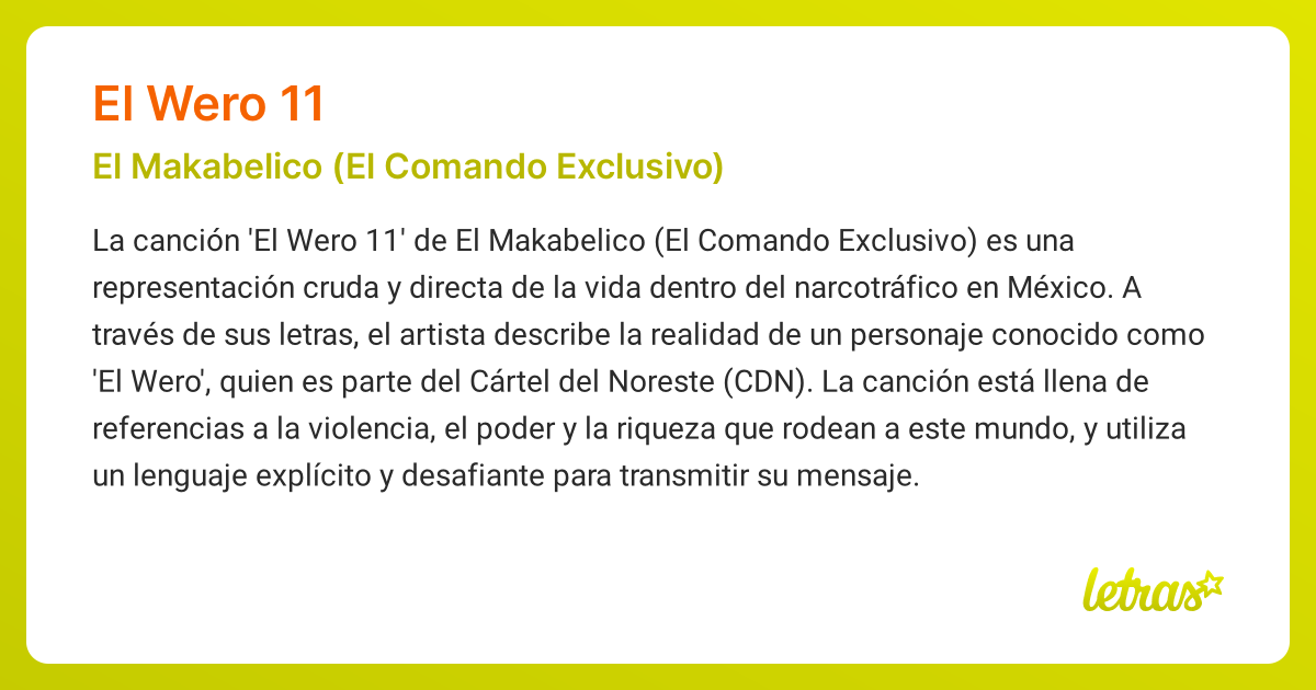 Significado de la canción EL WERO 11 (El Makabelico (El Comando ...