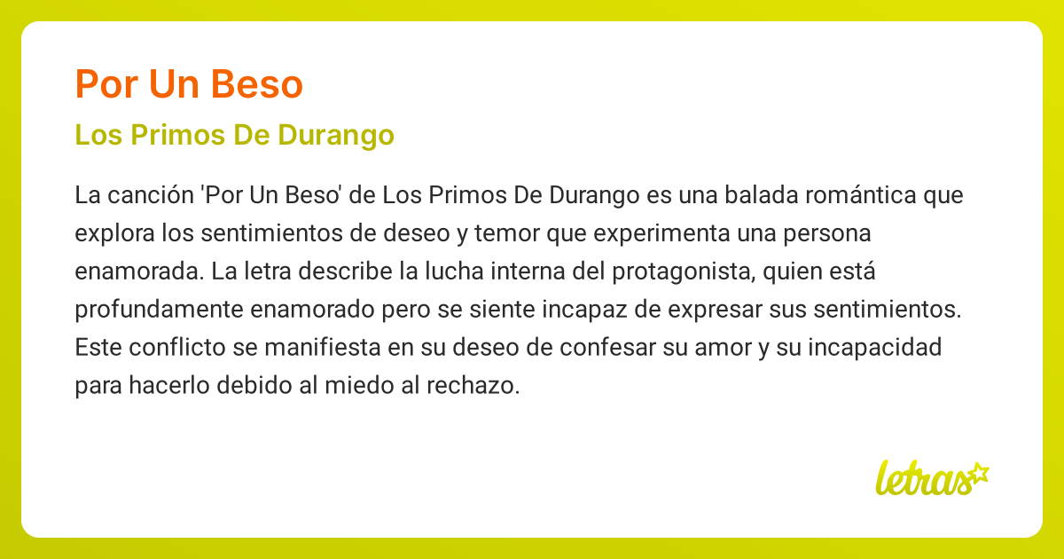 Significado de la canción POR UN BESO (Los Primos De Durango) - LETRAS.COM