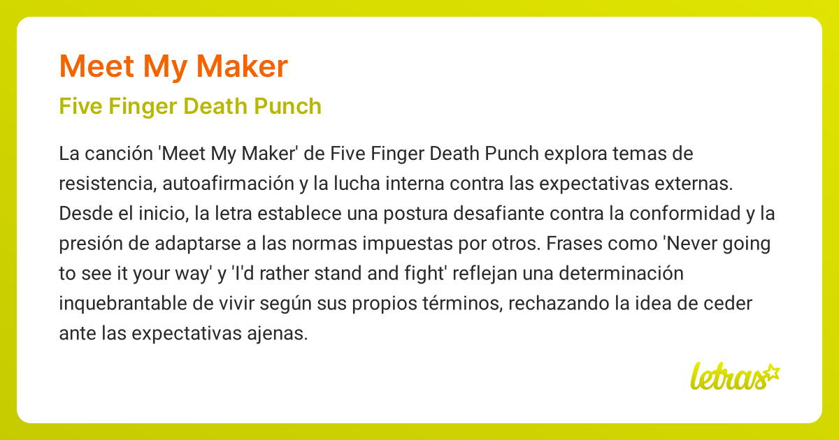 Significado de la canción MEET MY MAKER (Five Finger Death Punch ...