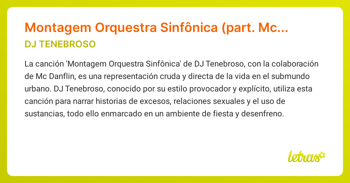 Significado de la canción Montagem Orquestra Sinfônica (part. Mc ...
