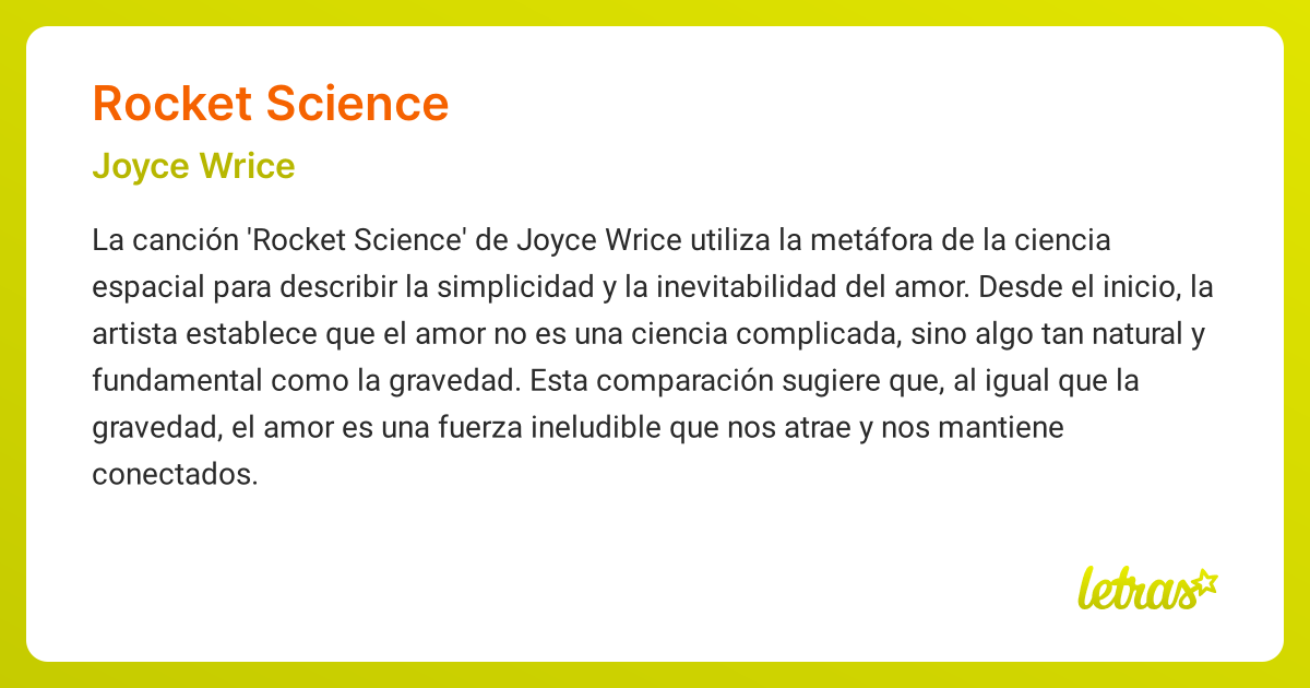 Significado de la canción ROCKET SCIENCE (Joyce Wrice) - LETRAS.COM