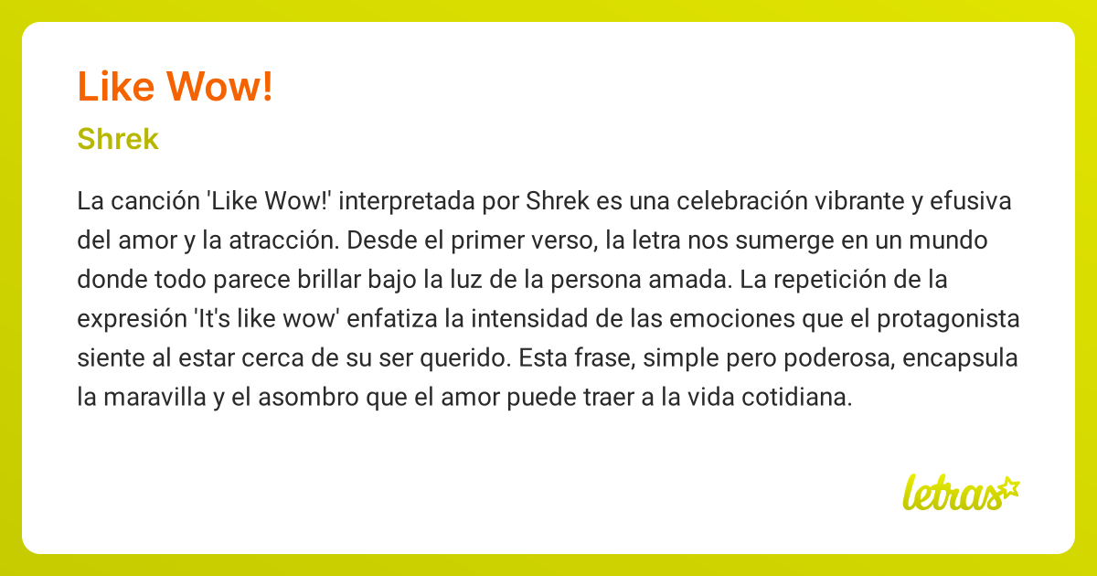 Significado de la canción LIKE WOW! (Shrek) - LETRAS.COM