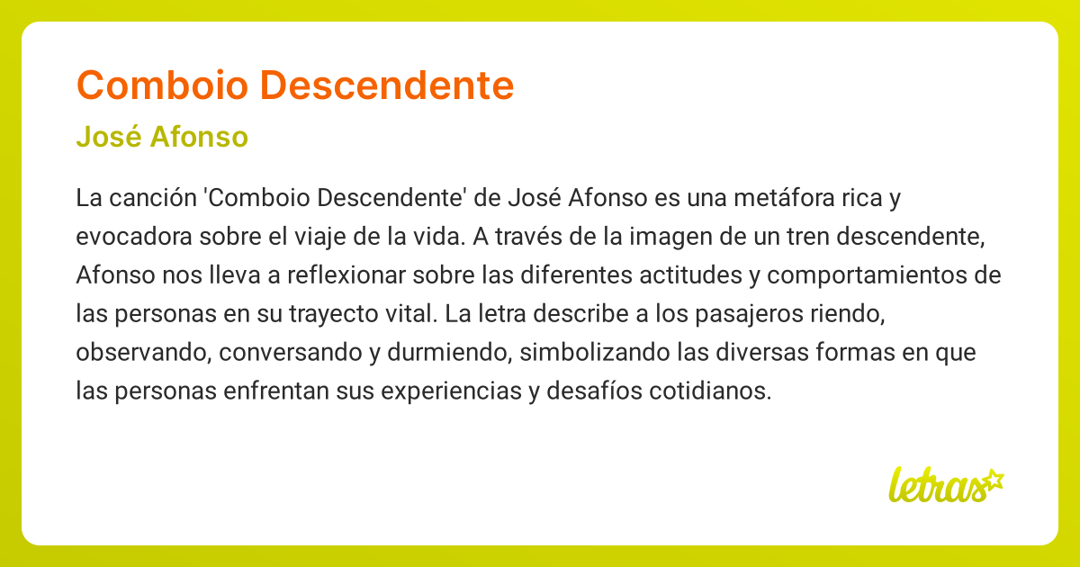 Significado de la canción COMBOIO DESCENDENTE (José Afonso) - LETRAS.COM