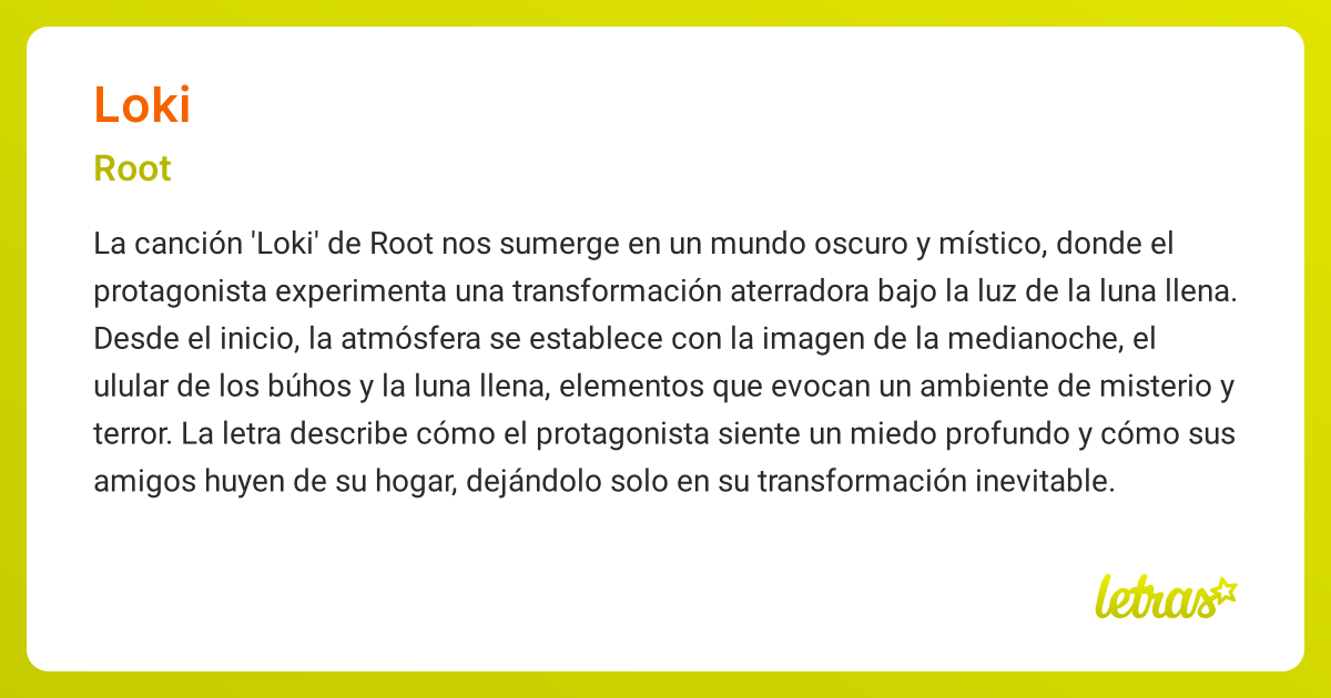 Significado de la canción LOKI (Root) - LETRAS.COM