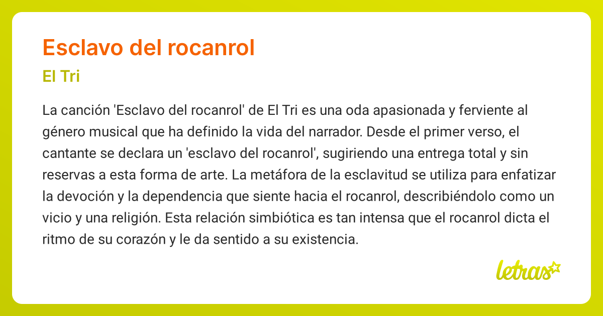 Significado de la canción ESCLAVO DEL ROCANROL (El Tri) - LETRAS.COM