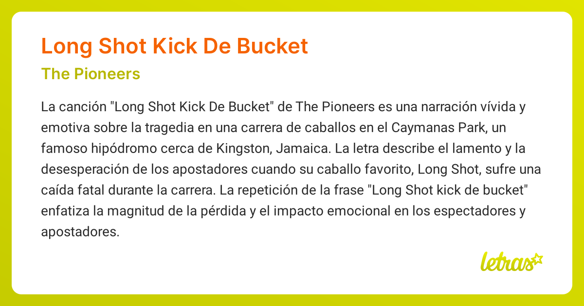 Significado de la canción LONG SHOT KICK DE BUCKET (The Pioneers ...