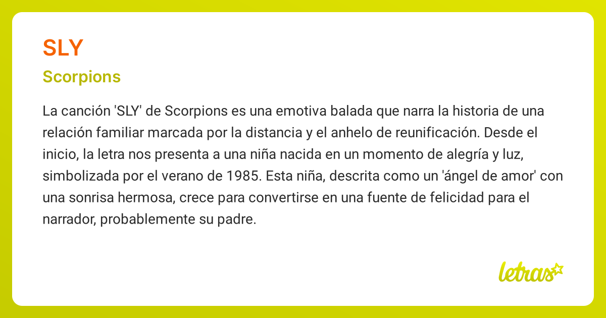 Significado de la canción SLY (Scorpions) - LETRAS.COM