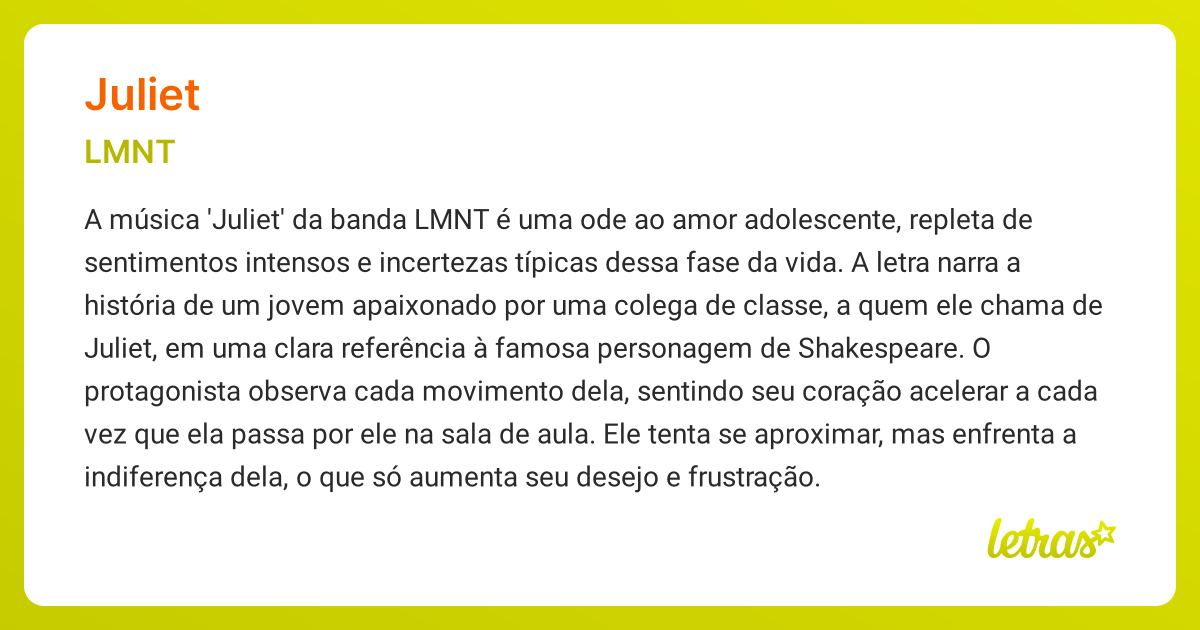 Significado da música JULIET (LMNT) - LETRAS.MUS.BR