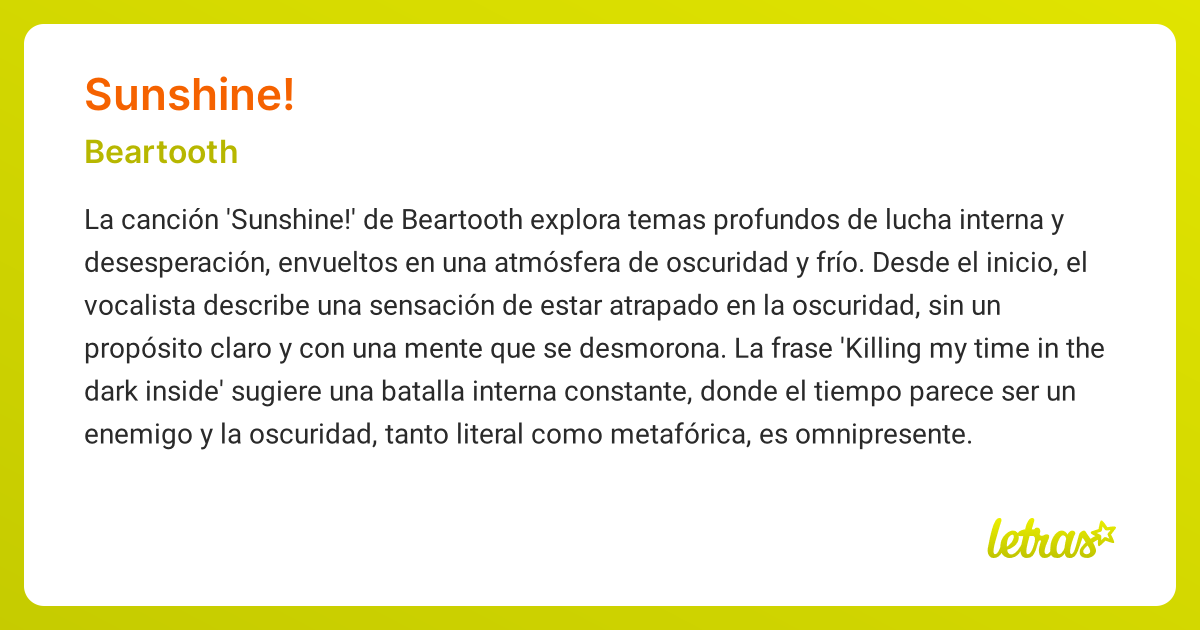 Significado de la canción SUNSHINE! (Beartooth) - LETRAS.COM