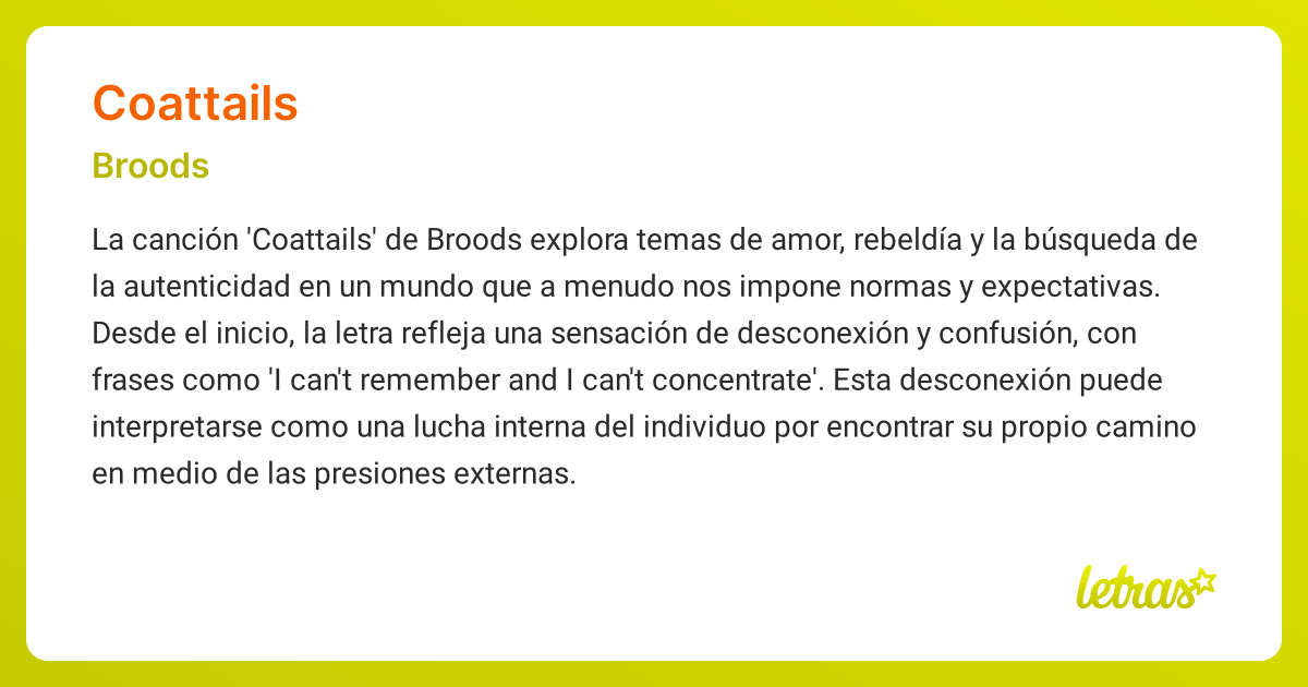 Significado De La Canción Coattails Broods Letras Com