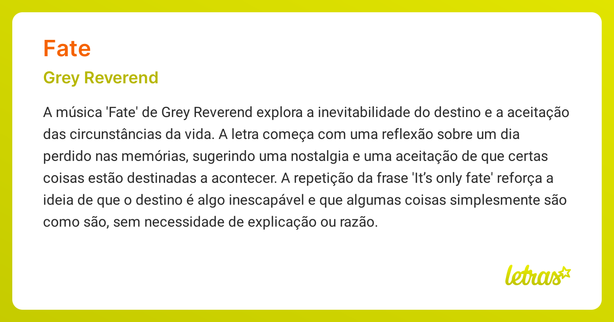 Significado da música FATE (Grey Reverend) - LETRAS.MUS.BR