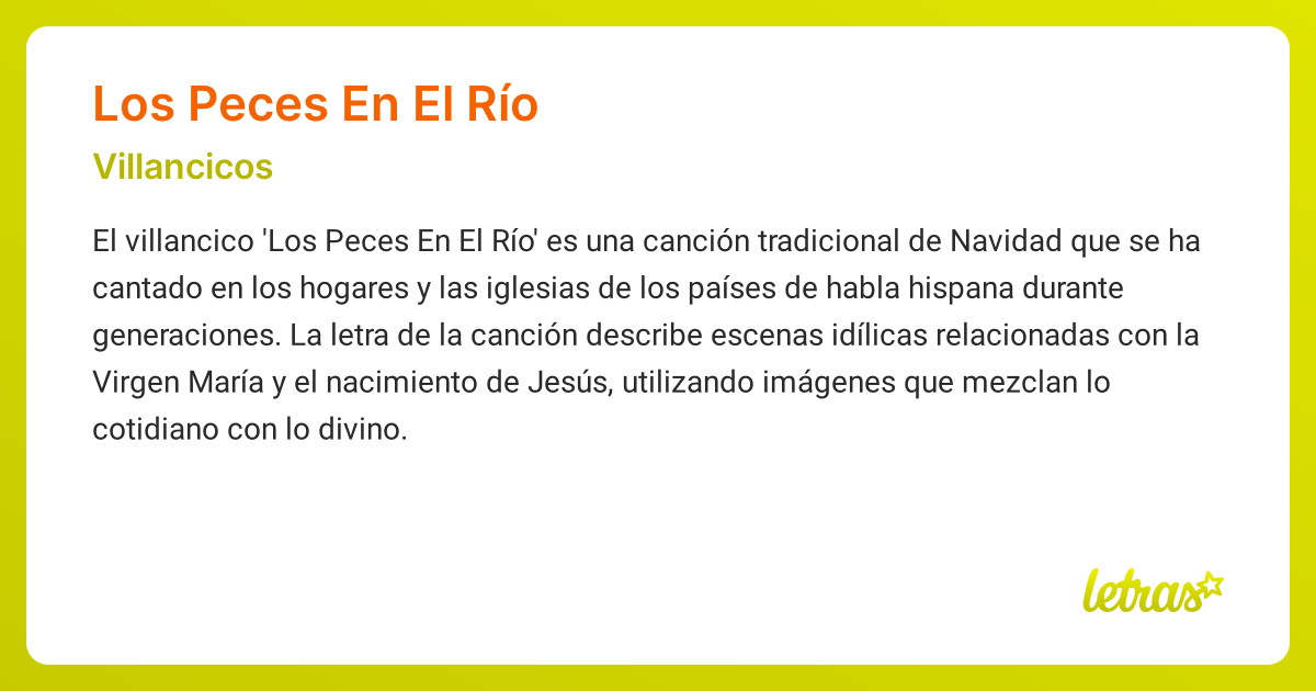 Significado de la canción LOS PECES EN EL RÍO (Villancicos) - LETRAS.COM