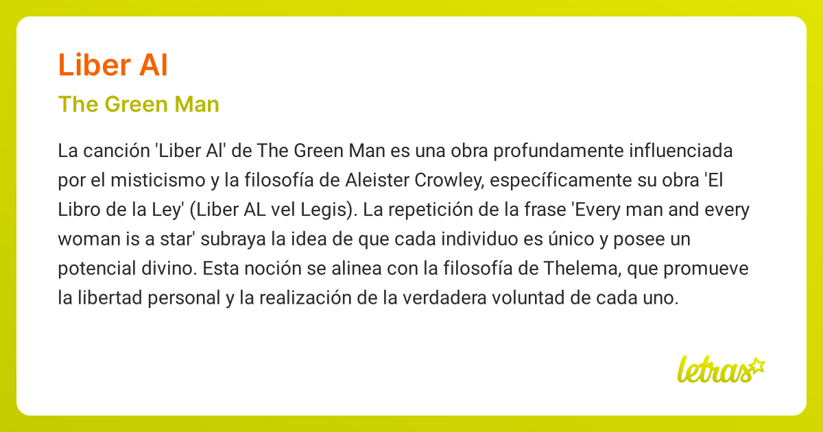 Significado de la canción LIBER AL (The Green Man) - LETRAS.COM