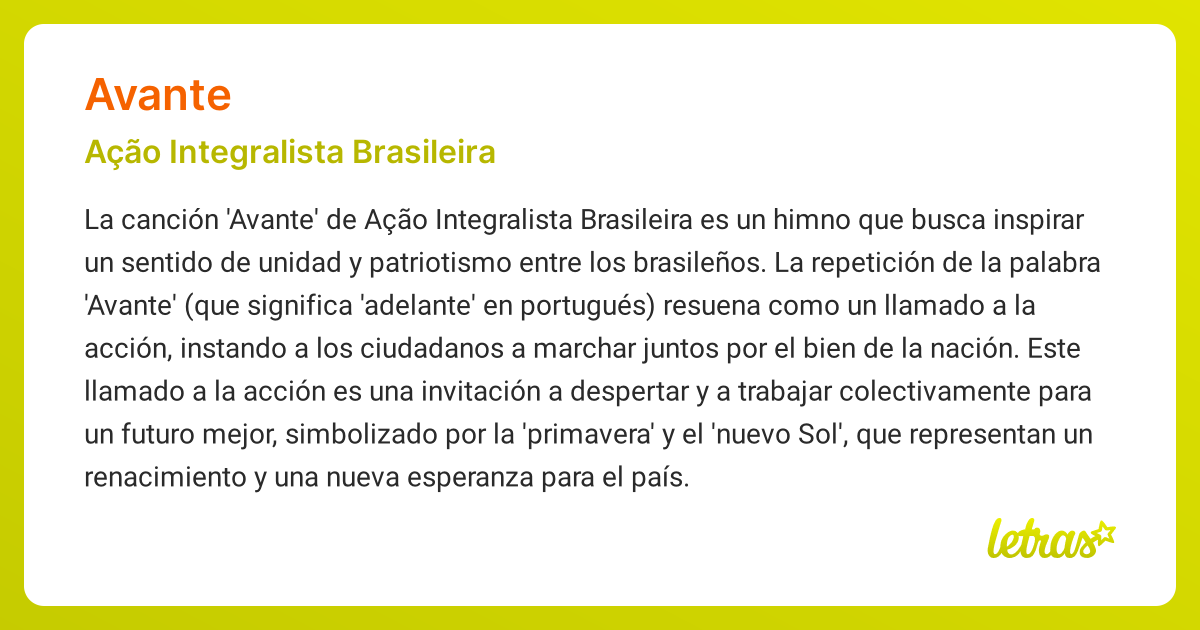 Significado de la canción AVANTE (Ação Integralista Brasileira ...