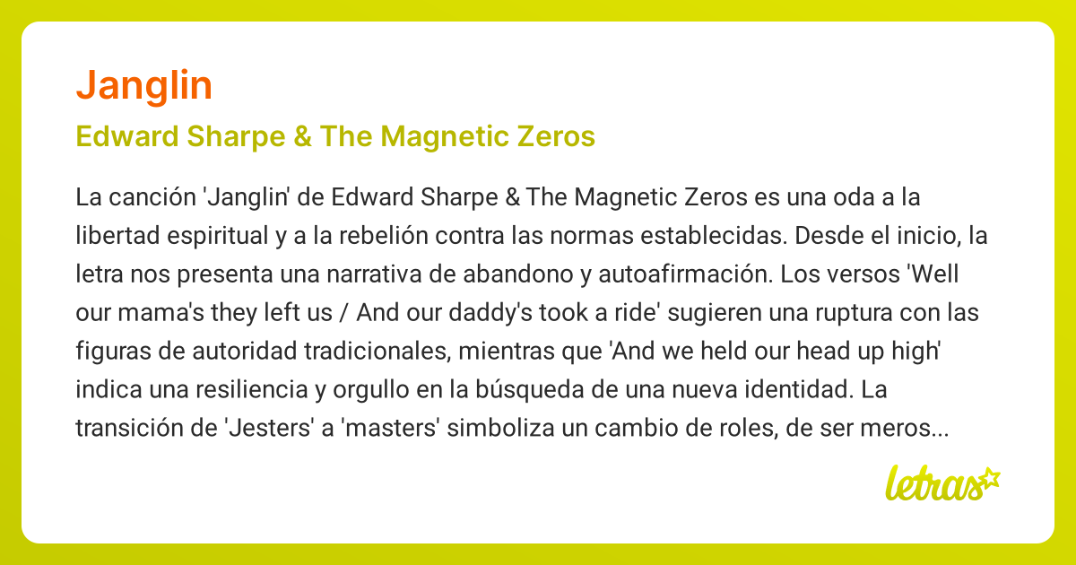 Significado de la canción JANGLIN (Edward Sharpe & The Magnetic Zeros ...