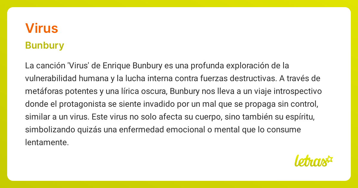 Significado de la canción VIRUS (Enrique Bunbury) - LETRAS.COM