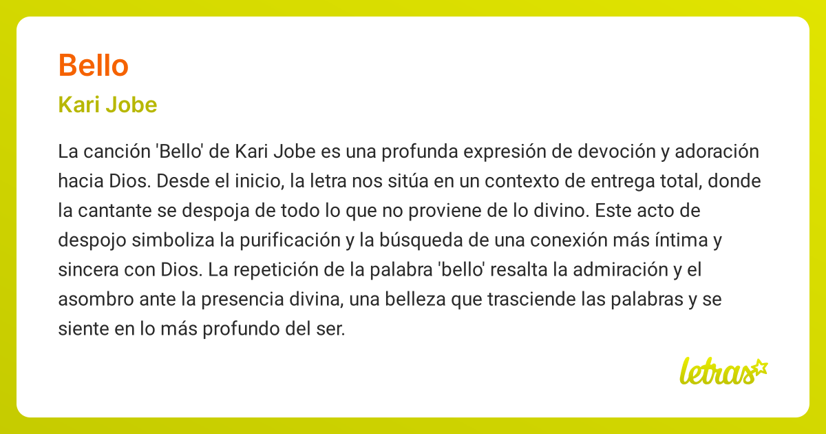 Significado de la canción BELLO (Kari Jobe) - LETRAS.COM