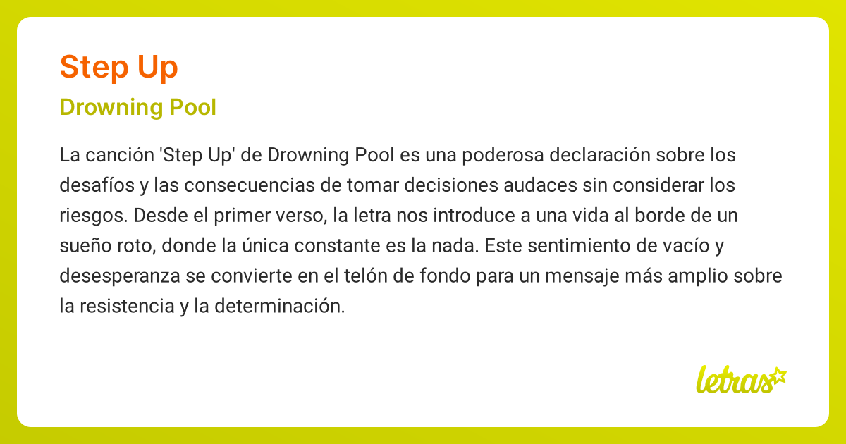 Significado de la canción STEP UP (Drowning Pool) - LETRAS.COM