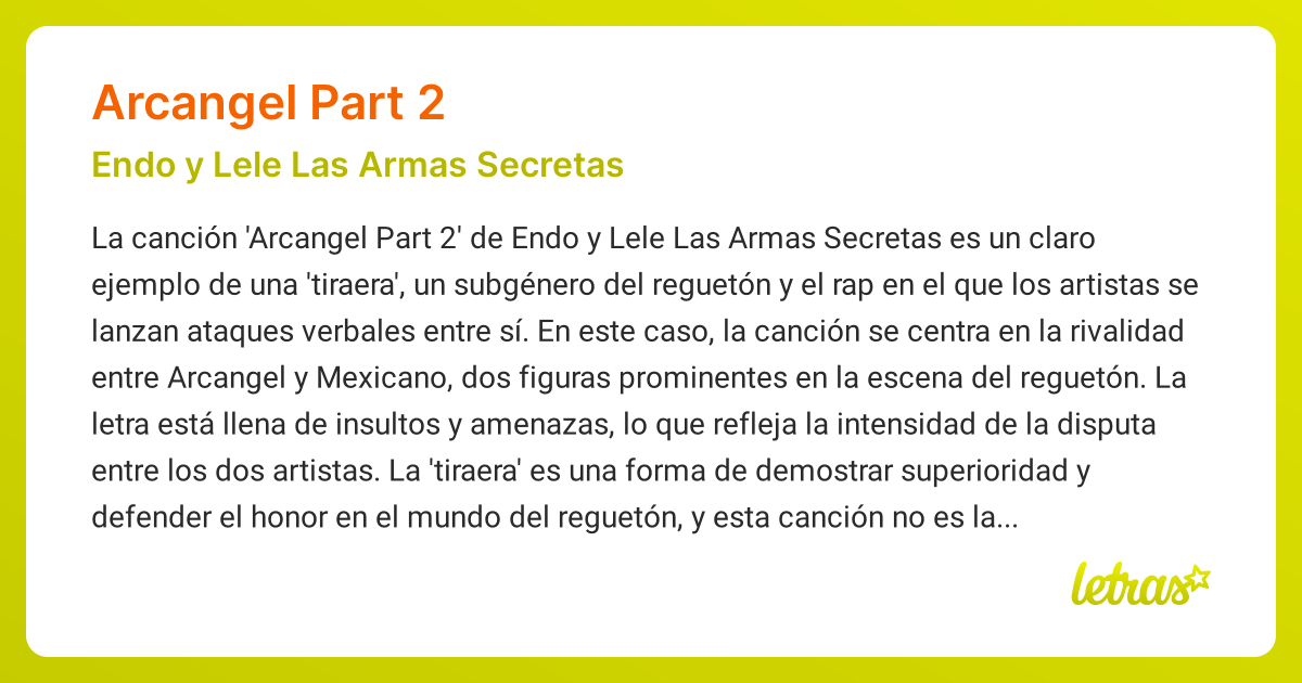 Significado de la canción ARCANGEL PART 2 (Endo y Lele Las Armas ...