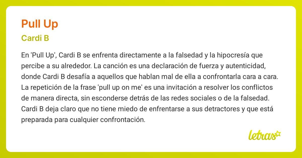 Significado de la canción PULL UP (Cardi B) - LETRAS.COM