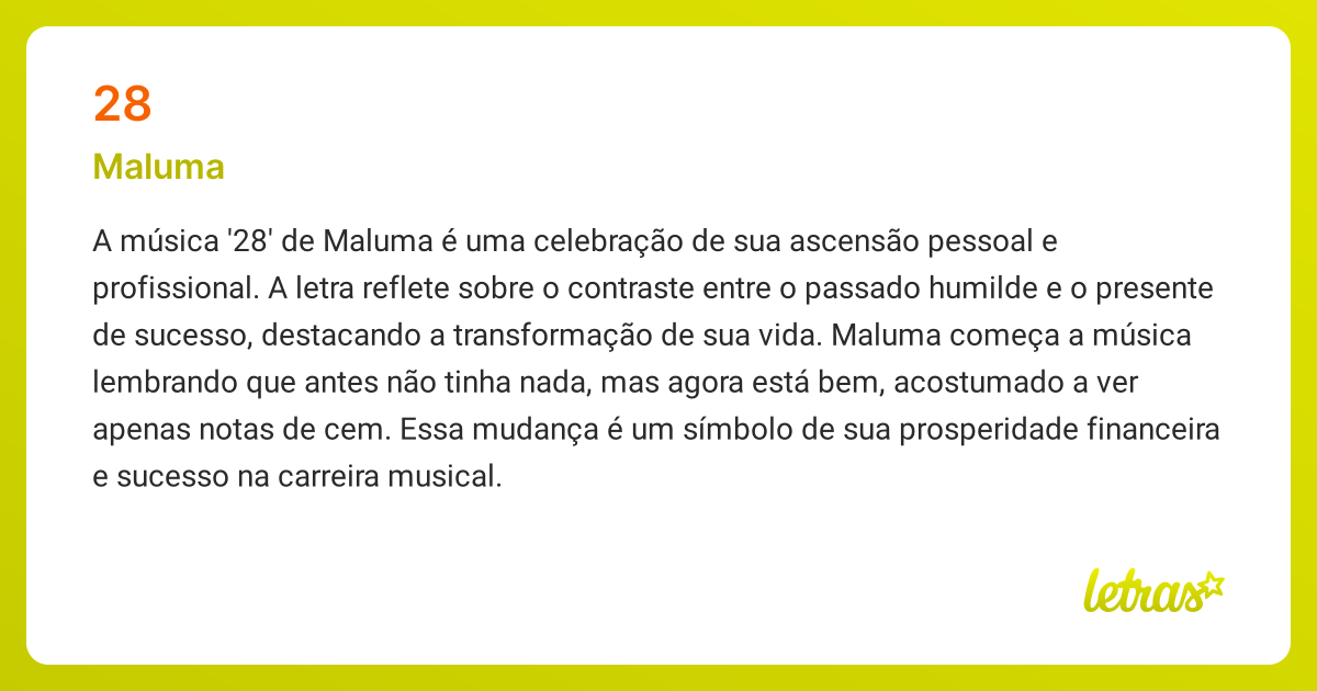 Significado da música 28 (Maluma) - LETRAS.MUS.BR