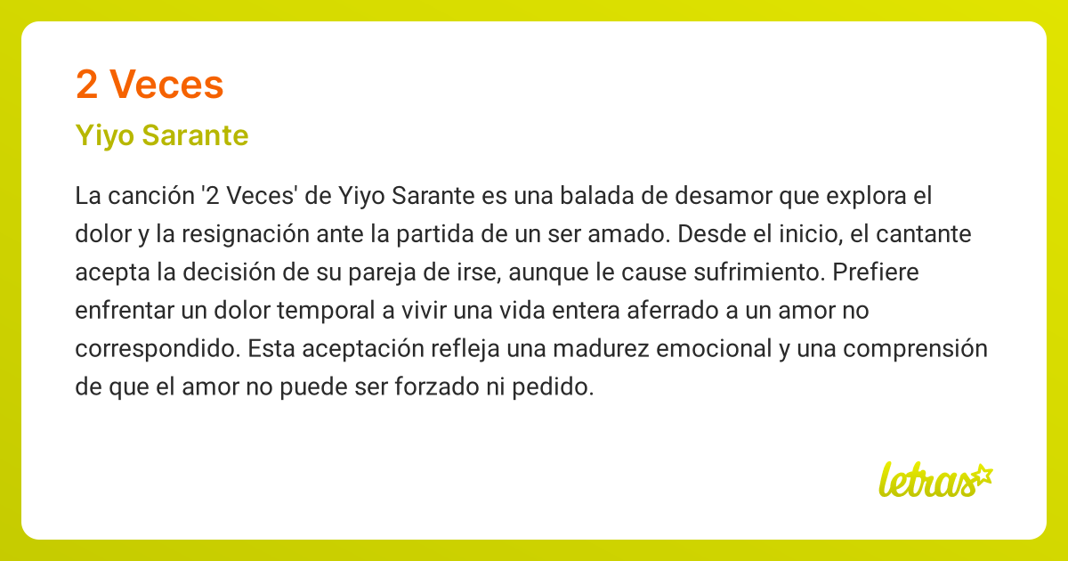 Significado de la canción 2 VECES (Yiyo Sarante) - LETRAS.COM