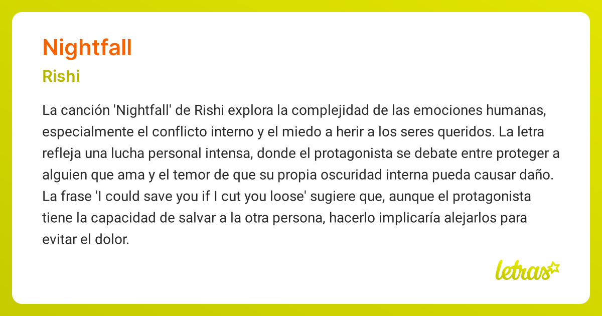 Significado de la canción NIGHTFALL (Rishi) - LETRAS.COM