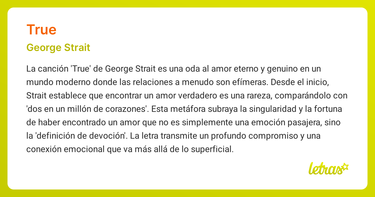 Significado de la canción TRUE (George Strait) - LETRAS.COM