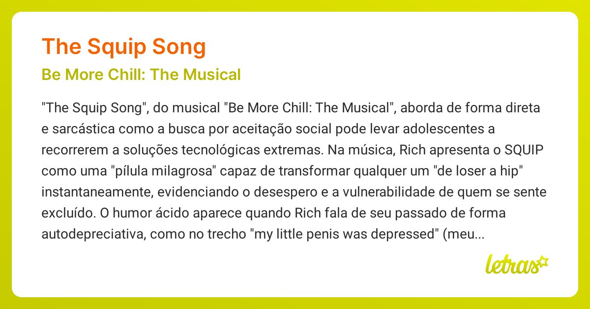 Significado da música THE SQUIP SONG (Be More Chill: The Musical ...