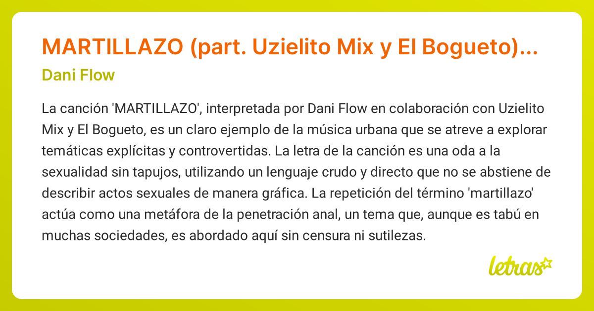 Significado de la canción MARTILLAZO (part. Uzielito Mix y El Bogueto ...