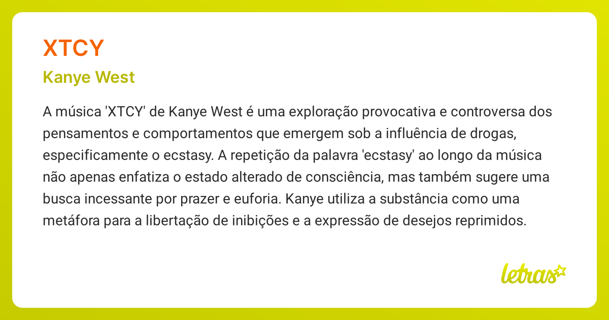 Significado da música XTCY (Kanye West) - LETRAS.MUS.BR