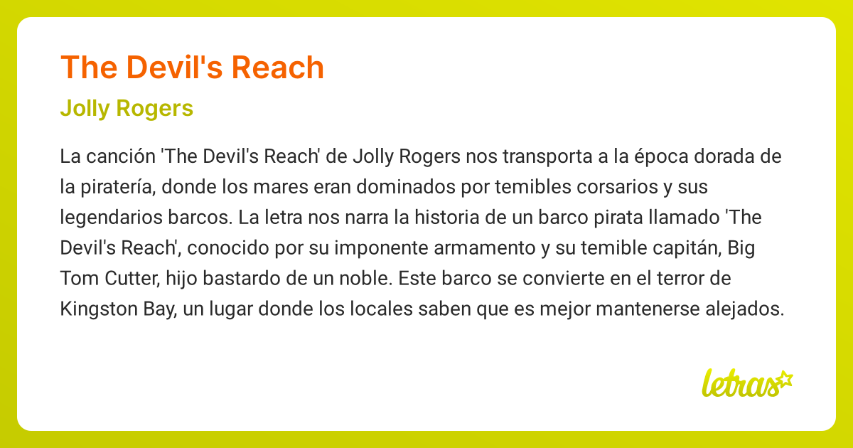 Significado de la canción THE DEVIL'S REACH (Jolly Rogers) - LETRAS.COM