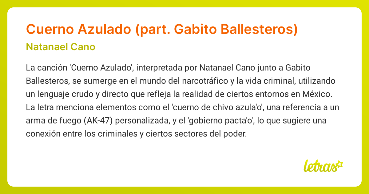 Significado de la canción Cuerno Azulado (part. Gabito Ballesteros ...