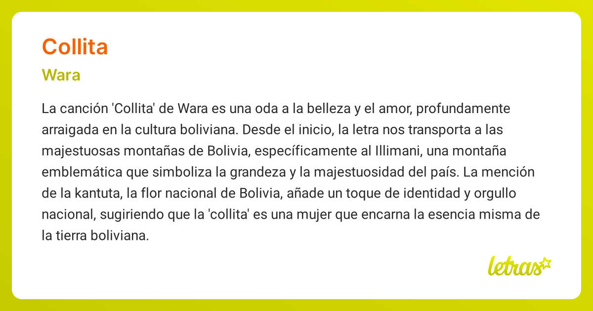 Significado de la canción COLLITA (Wara) - LETRAS.COM