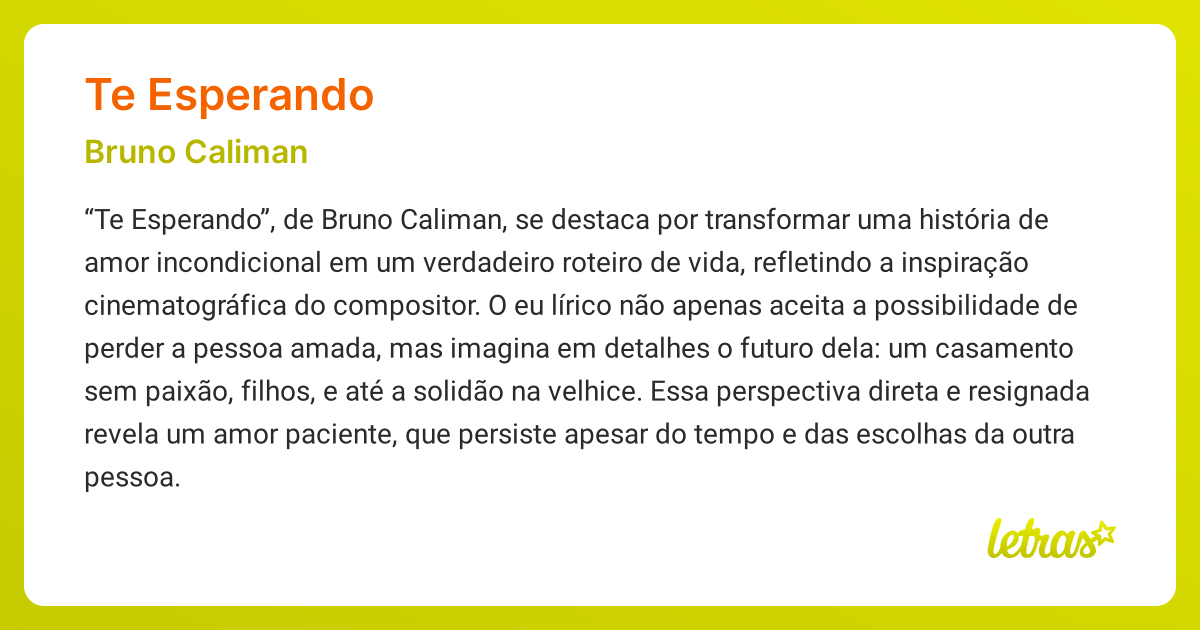 Significado da música TE ESPERANDO (Bruno Caliman) - LETRAS.MUS.BR